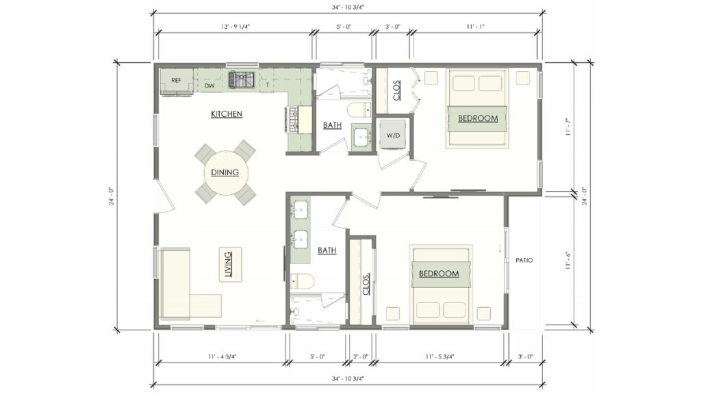 3 Bedroom ADU Floor Plans