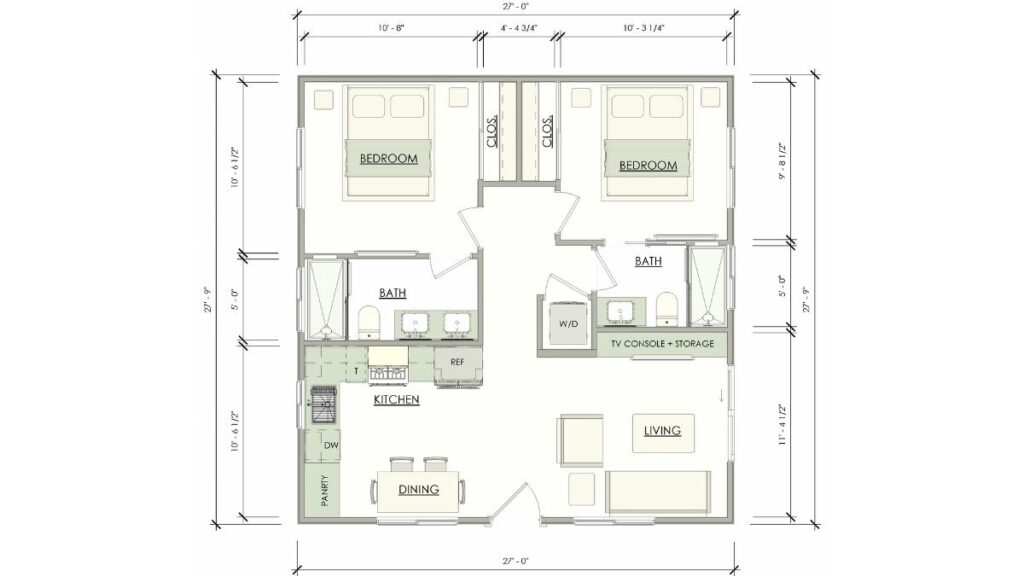3 Bedroom ADU Floor Plans