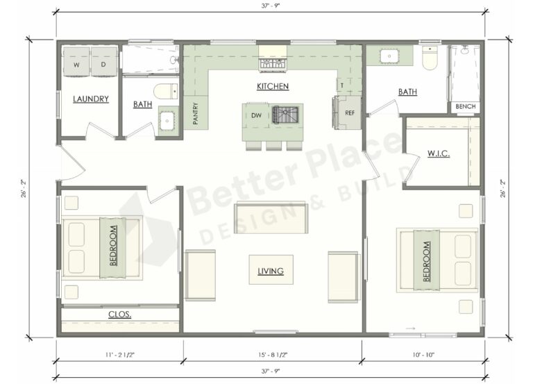 Sumac | 2 Bedroom 2 Bath ADU Plans with High ROI